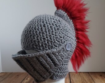 Crocheted Knight Hat Medieval Knight Helmet Grey - Etsy