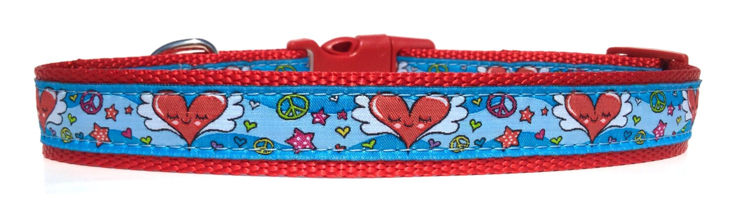 Angel Hearts Dog Collar, Adjustable Dog Collar, Ribbon Dog Collar - Etsy