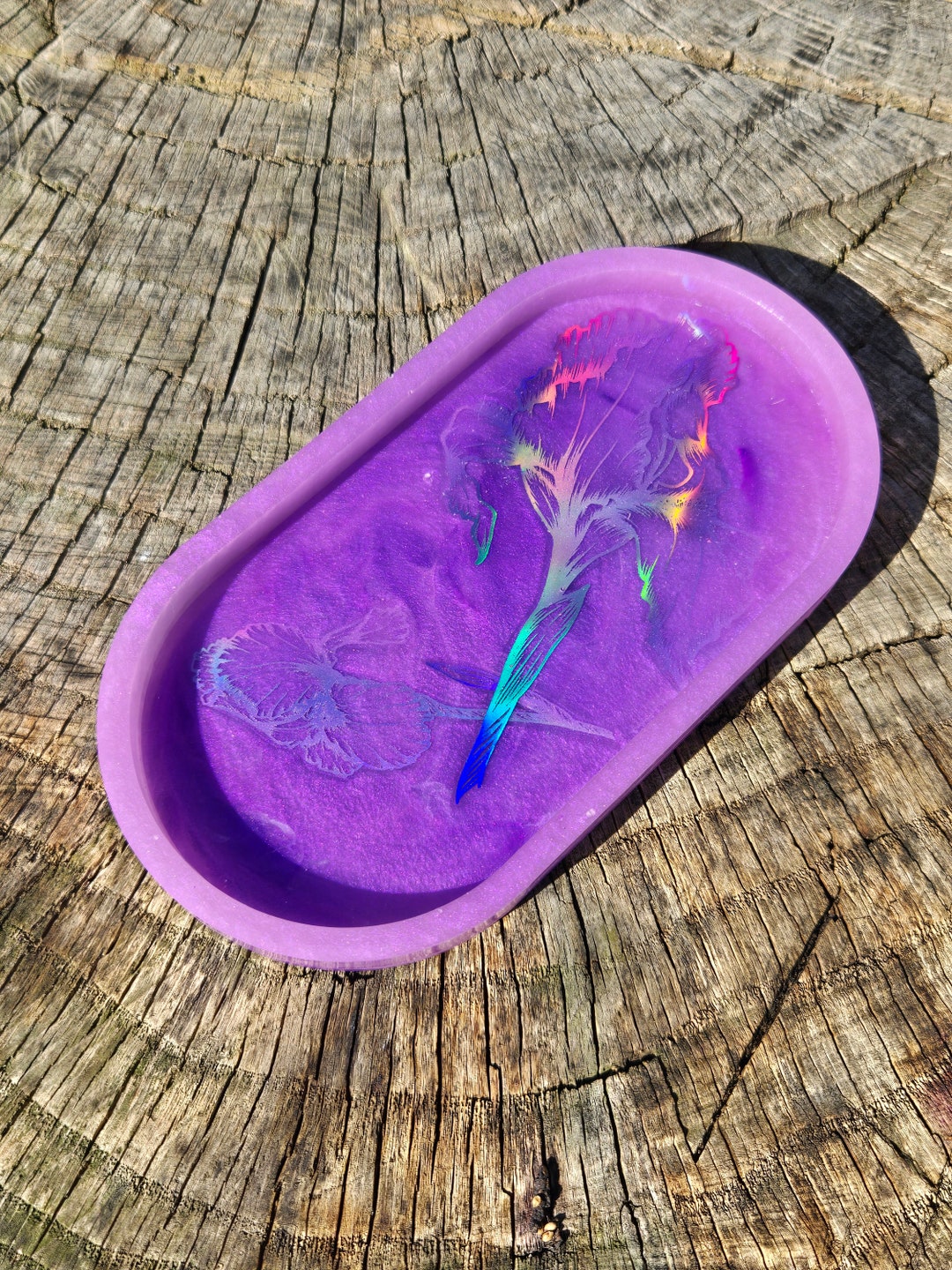 Purple and Lavender Black Light Reactive Pill Tray With Holographic ...