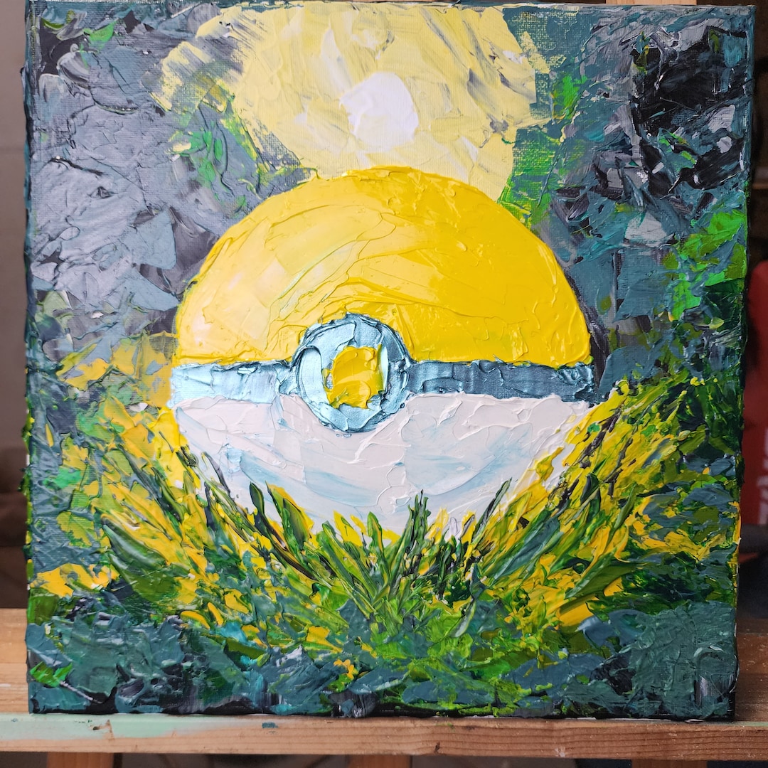 Pokemon Park Ball, Original Acrylic Painting. Poke Ball Painting Series ...