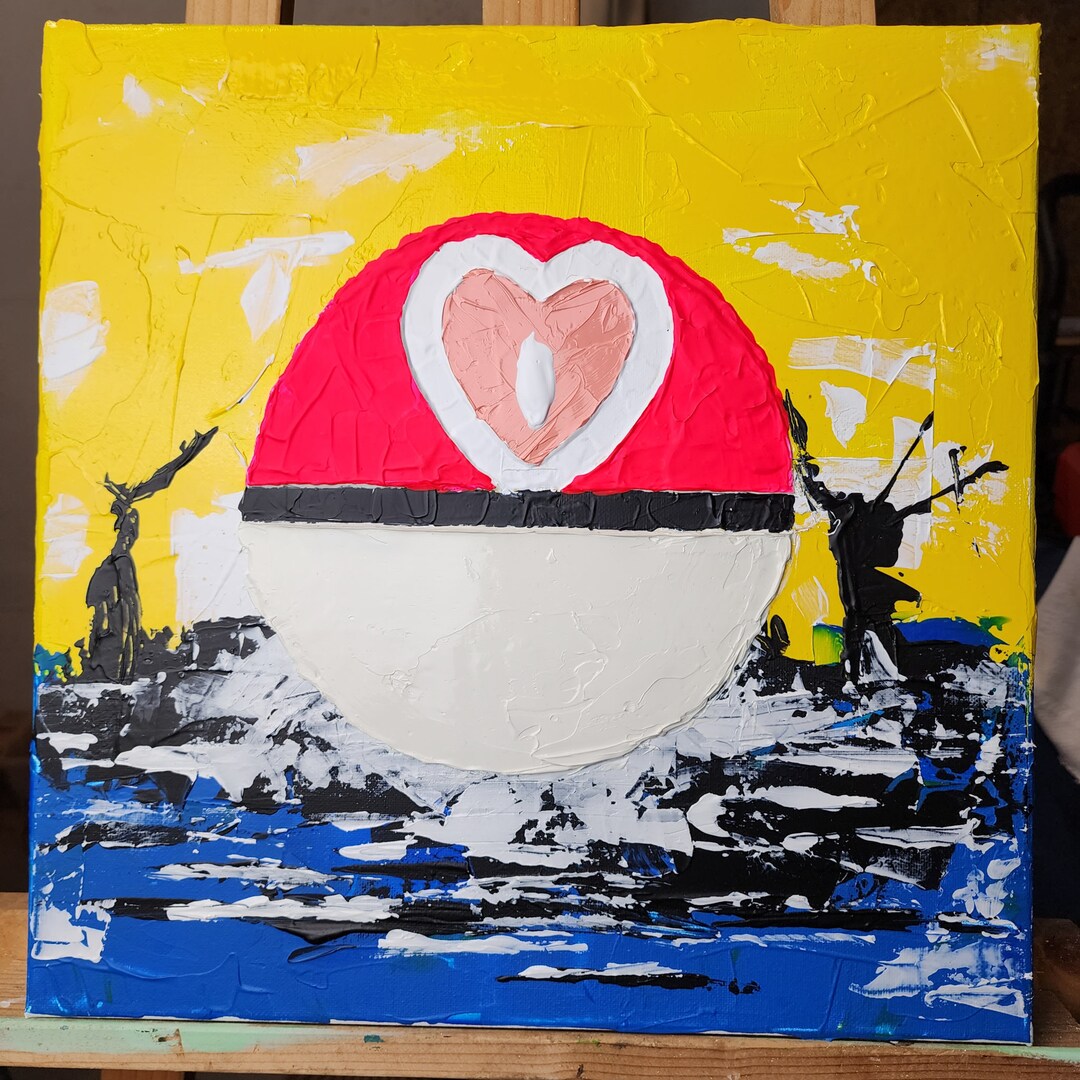 Pokemon Love Ball 14 X 14 Original Acrylic - Etsy