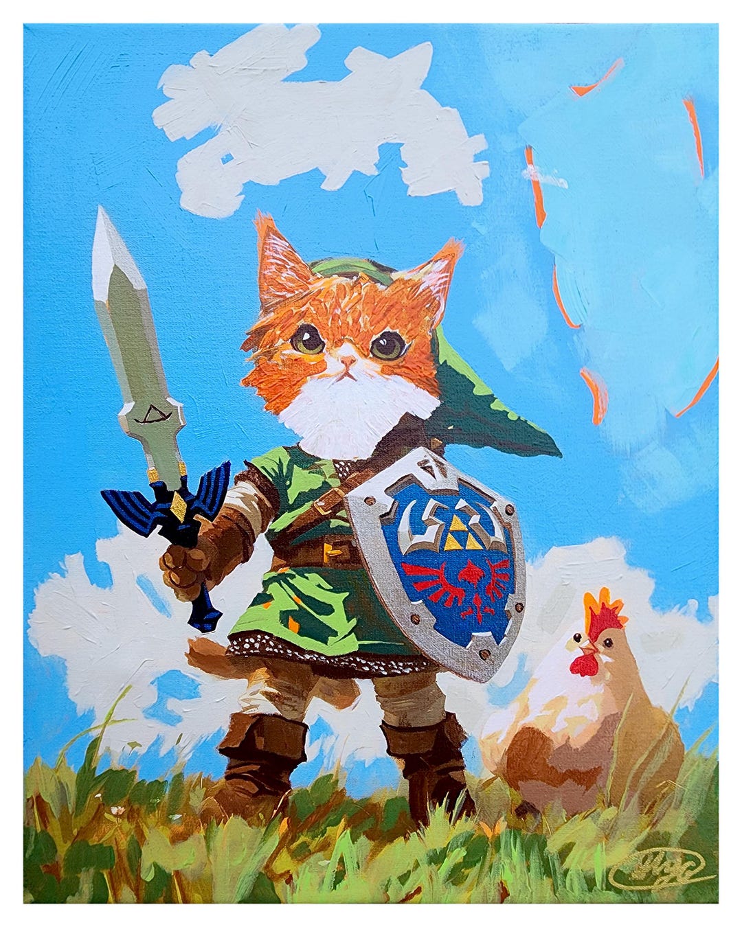 Link Murder Kitten – Legend of Zelda, Orange & White Cat Print | Cute ...