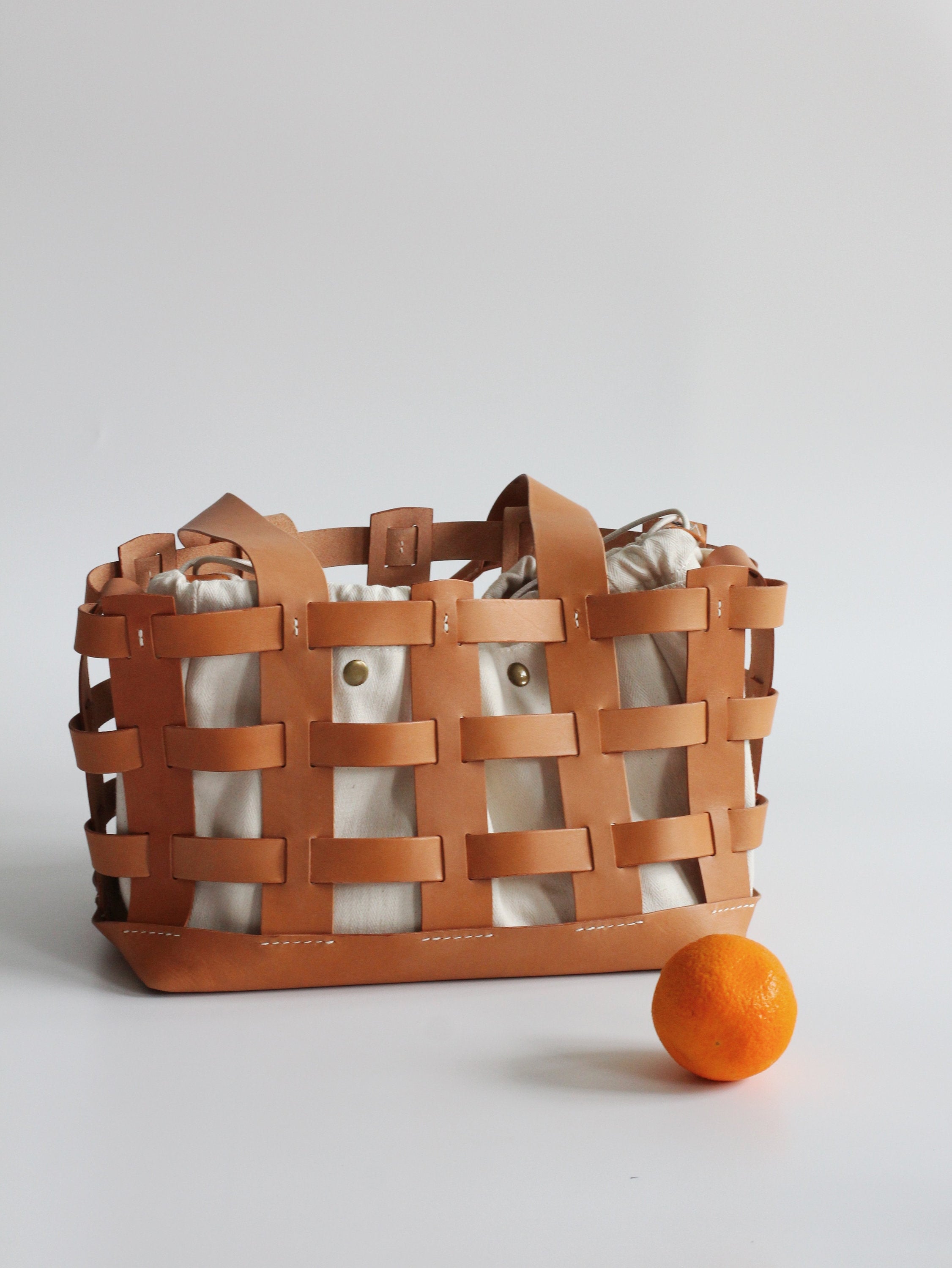 Handmade Handcrafted Vegetable Tanned Leather Caged Tote Bag - Large - Etsy