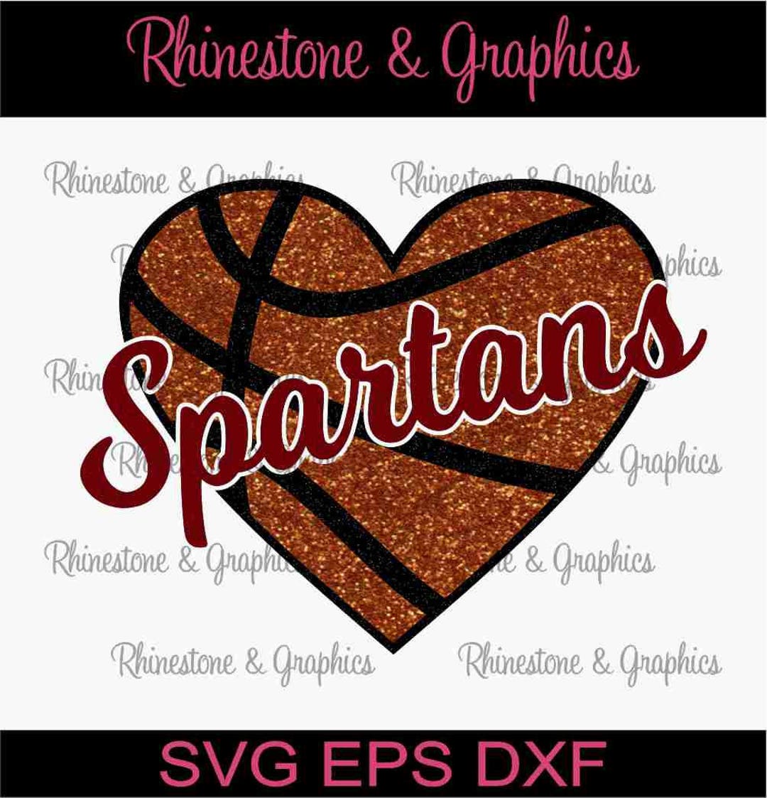 Spartans Heart Shaped Basketball Instant Download SVG, Eps, DXF Cutting ...