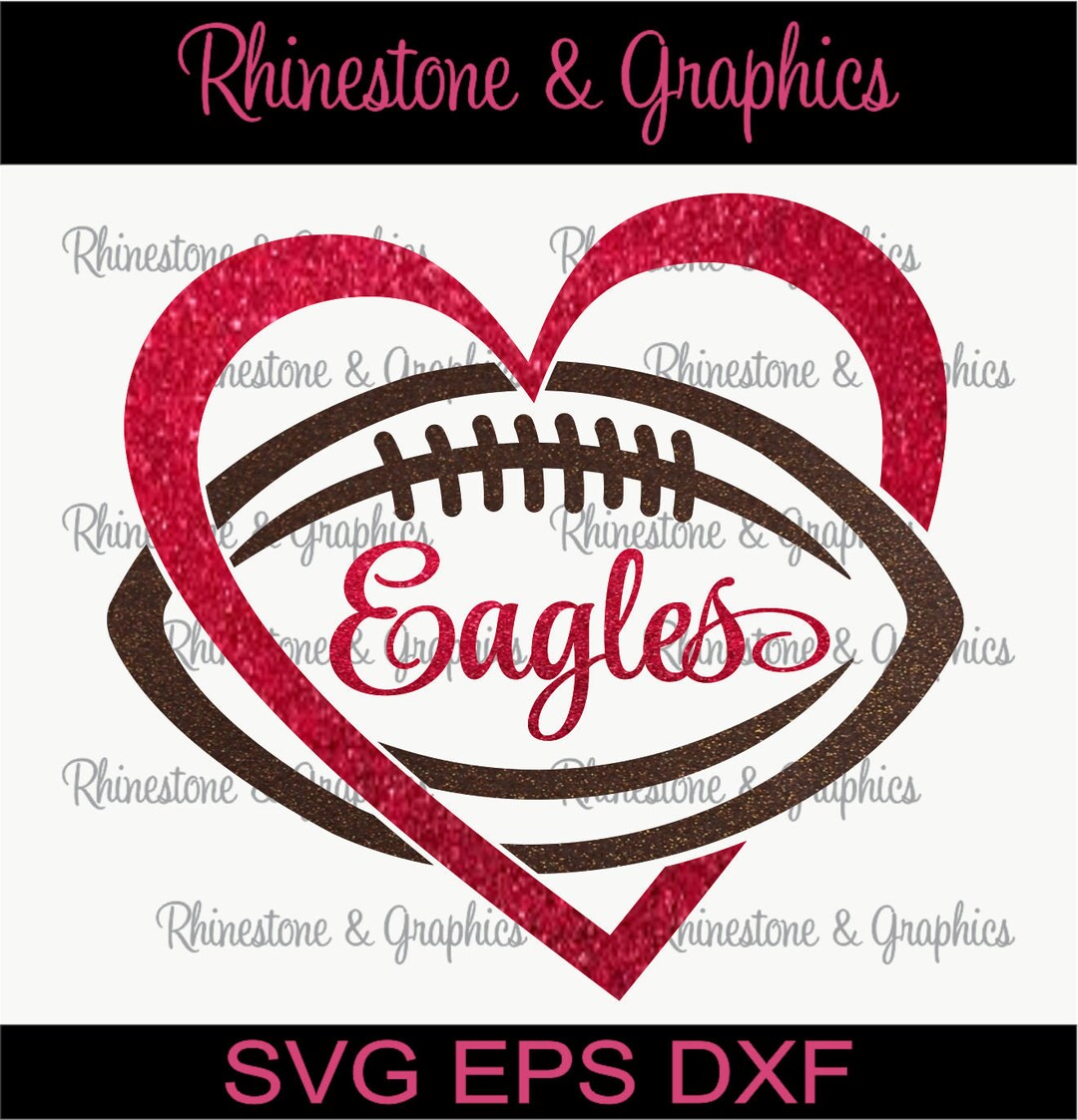 Eagles Football Heart Design Pattern Graphic Design Instant Download ...