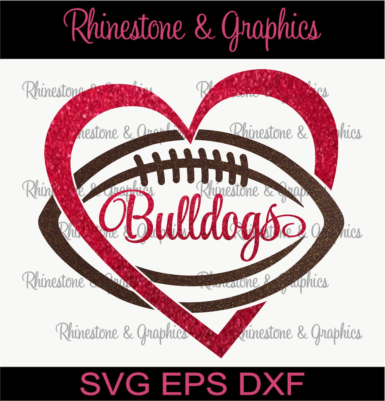 Bulldogs Football Heart Design Pattern Graphic Design Instant | Etsy