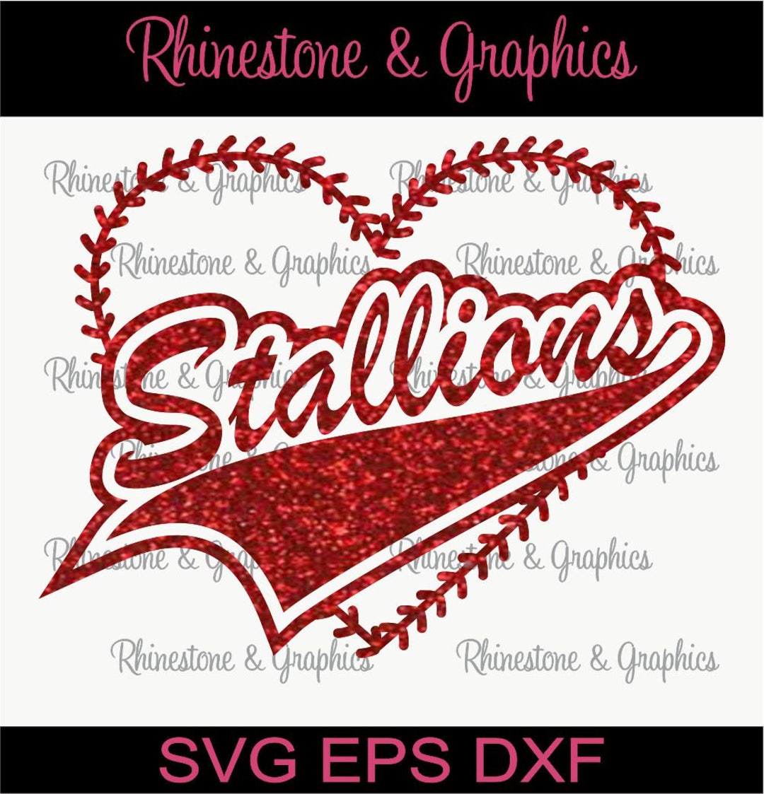 Stallions Baseball Heart With Laces Instant Download SVG, Eps, Cutting ...