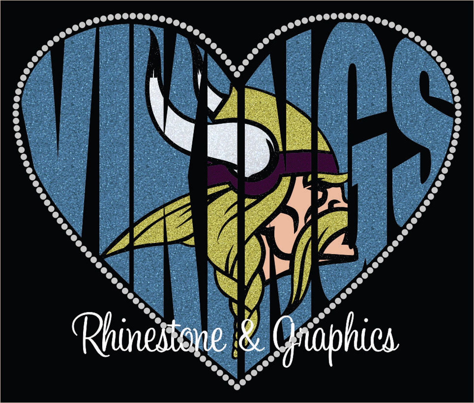 Vikings Heart Shaped Knockout Outlines With Rhinestones | Etsy