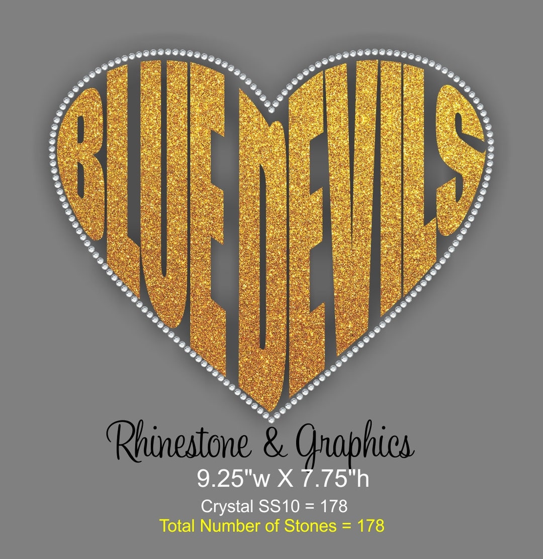 Blue Devils Heart Shaped Word Outlined in Rhinestones SVG EPS Cutting ...