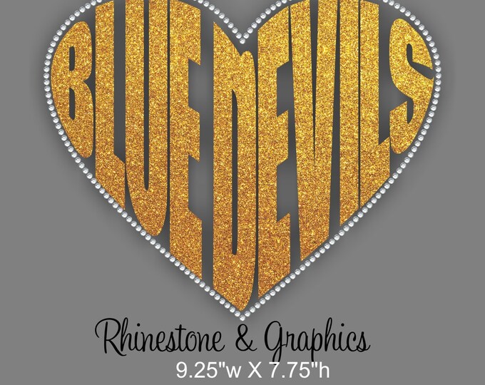 Blue Devils Heart Shaped Word Outlined in Rhinestones SVG EPS - Etsy