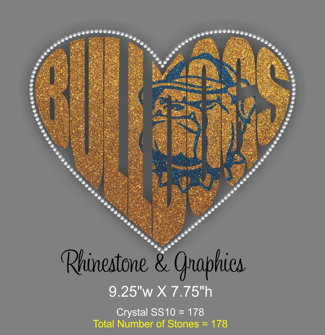Bulldogs Heart Shaped Word With Bulldog Outlined With Rhinestones SVG ...