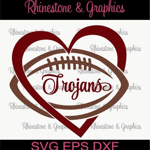 Trojans Football Hearts SVG | Etsy