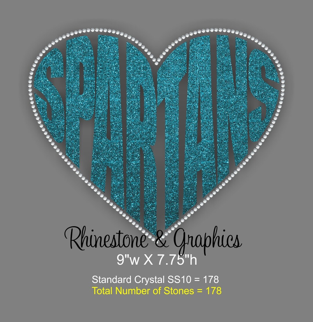 Spartans Heart Shaped Outlined in Rhinestones SVG EPS Cutting Files - Etsy