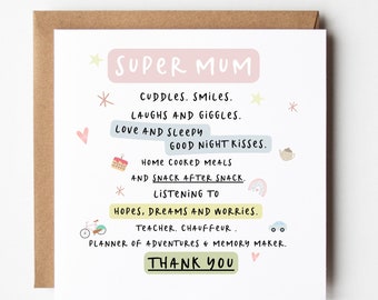 Super Mum Card - Etsy UK