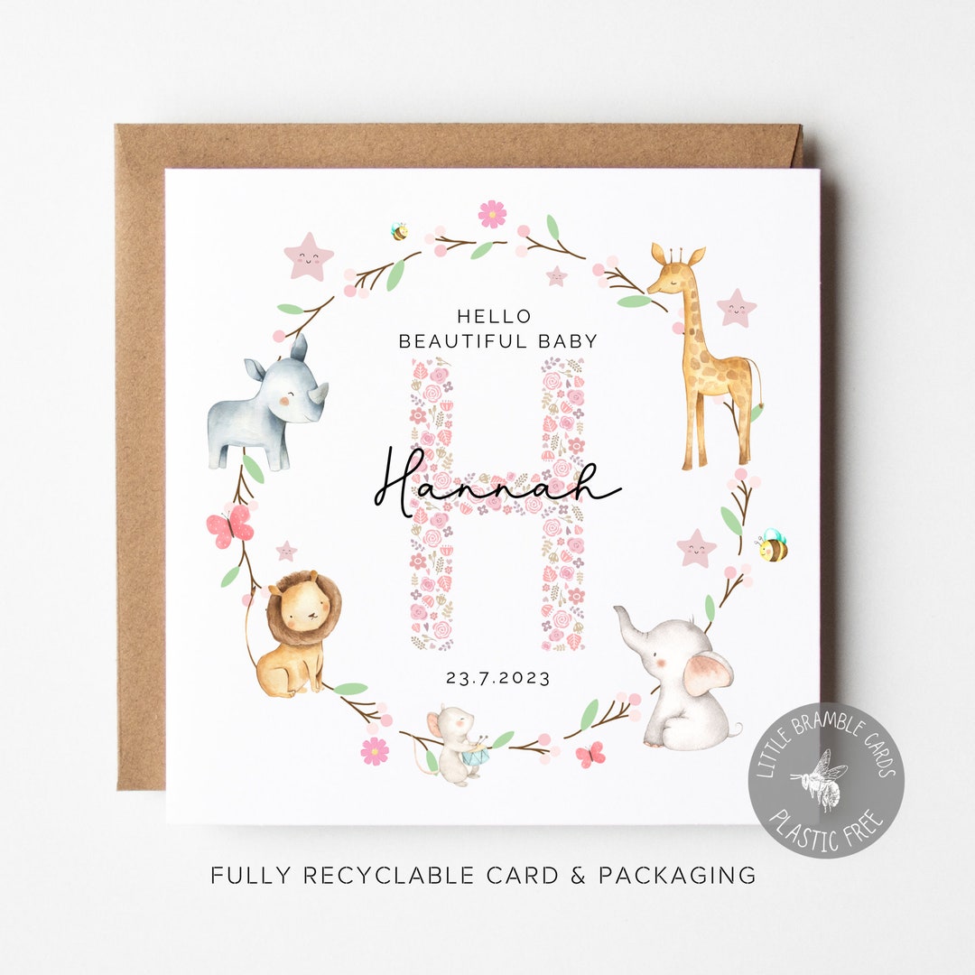 Personalised Baby Girl Card New Granddaughter New Niece New Baby New ...