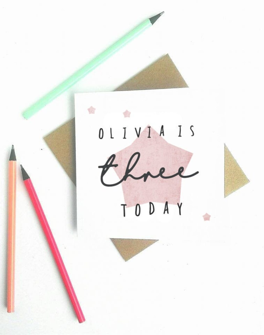 Personalised Girl Birthday Card, Birthday Name Card, Star Birthday Card ...