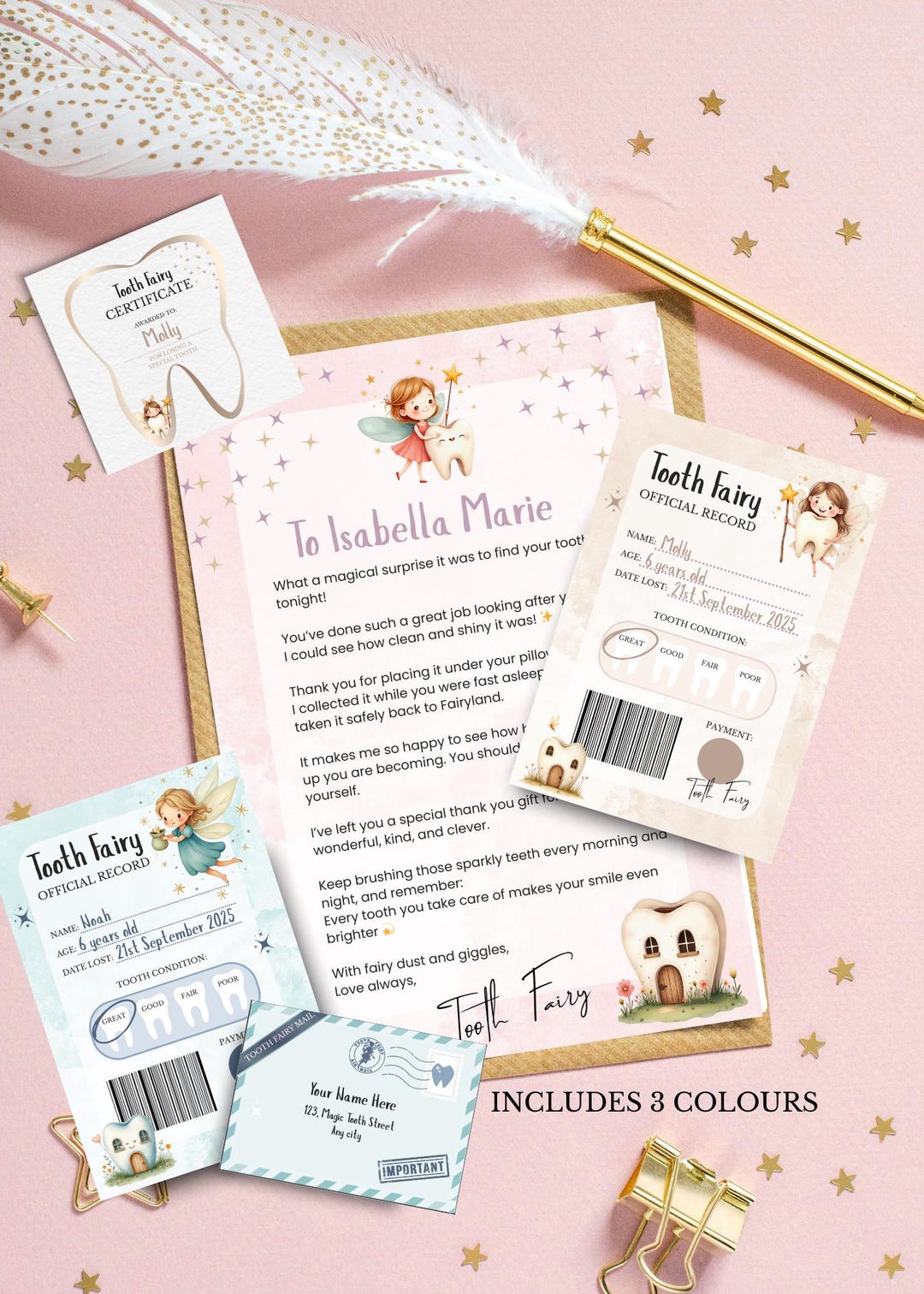 Tooth Fairy Mini Letter Set, Printable, Instant Download, Choice of ...