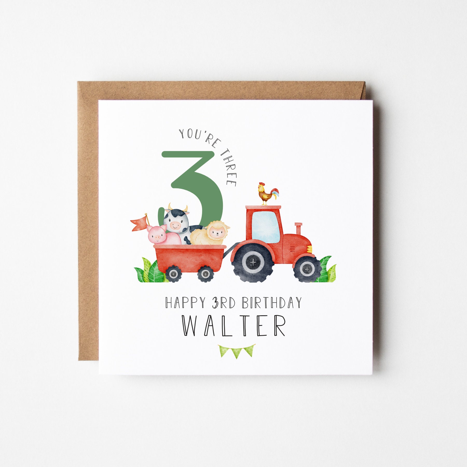 Personalised 4th Birthday Card: Tractor & Farm Animals - Etsy UK