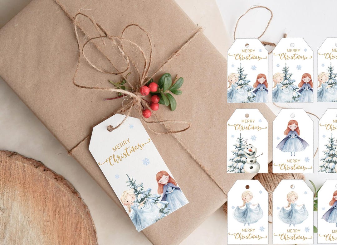 Frozen Princess Christmas Gift Tags | Kids Holiday Labels (digital ...
