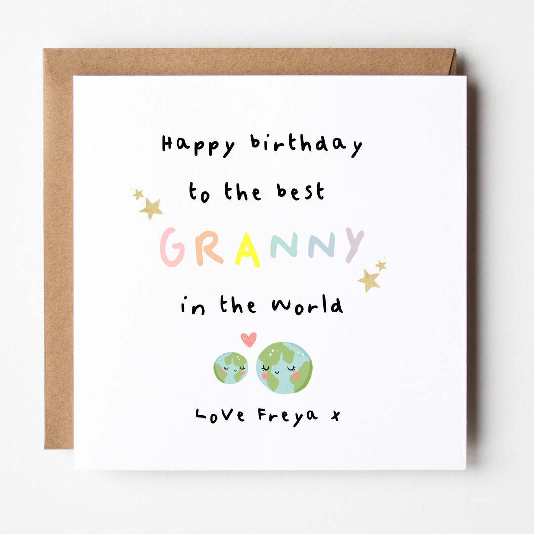 Granny Birthday Card Personalised, Best Granny in the World Card ...