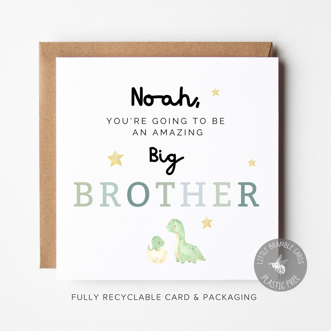 Personalized Big Brother Card: Dinosaur Sibling Card - Etsy