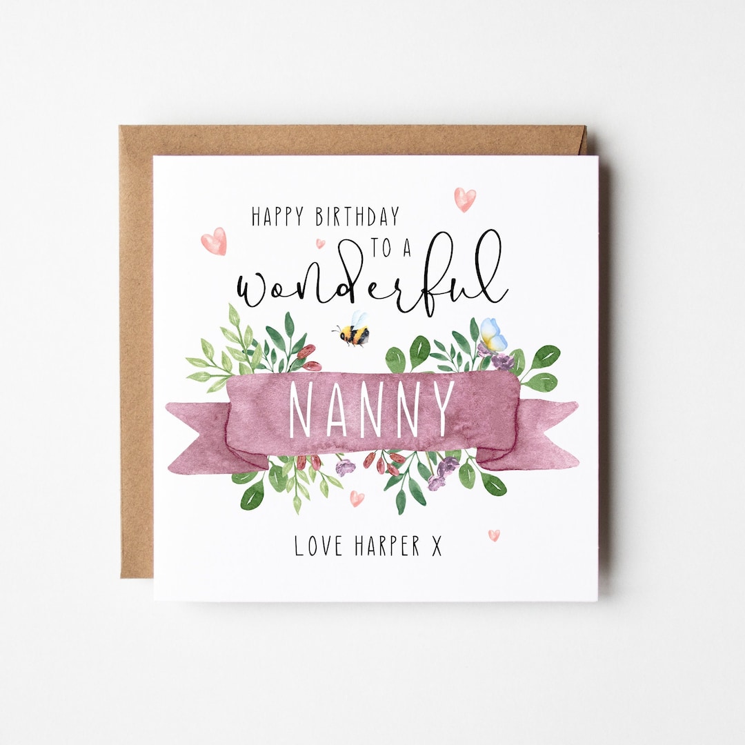 Personalised Birthday Card for Nanny, Card From Grandchildren, Nanny ...
