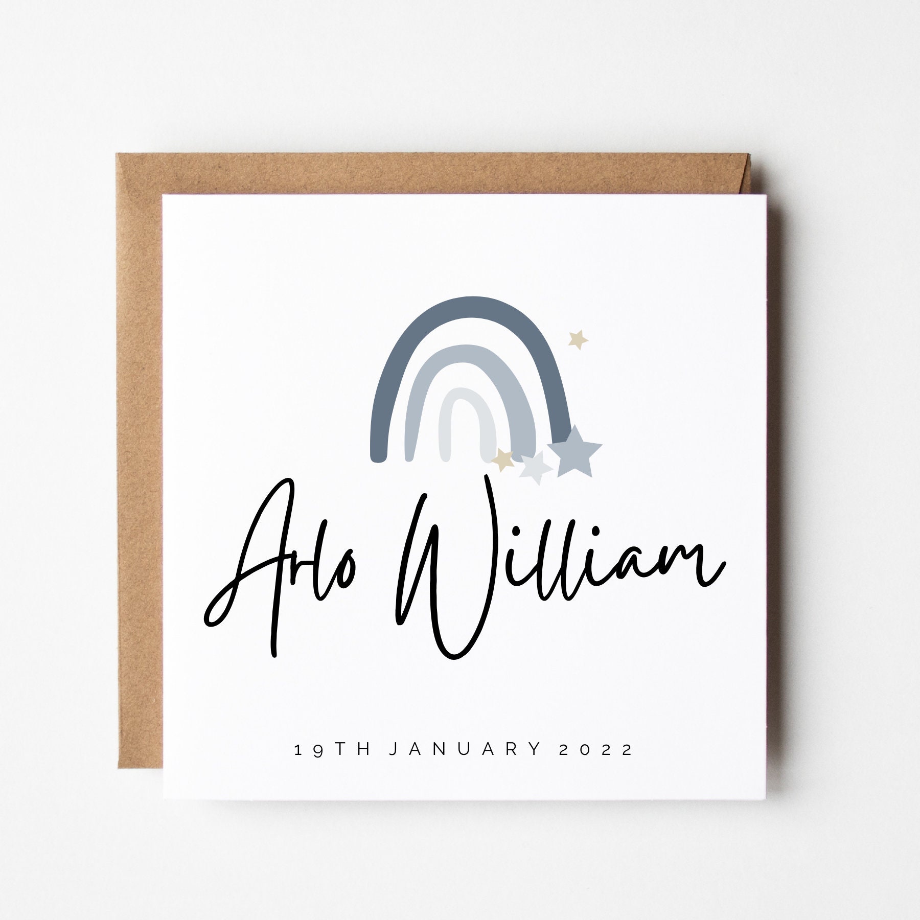 Rainbow Baby Boy Card Personalised Baby Card Boho Baby Card | Etsy