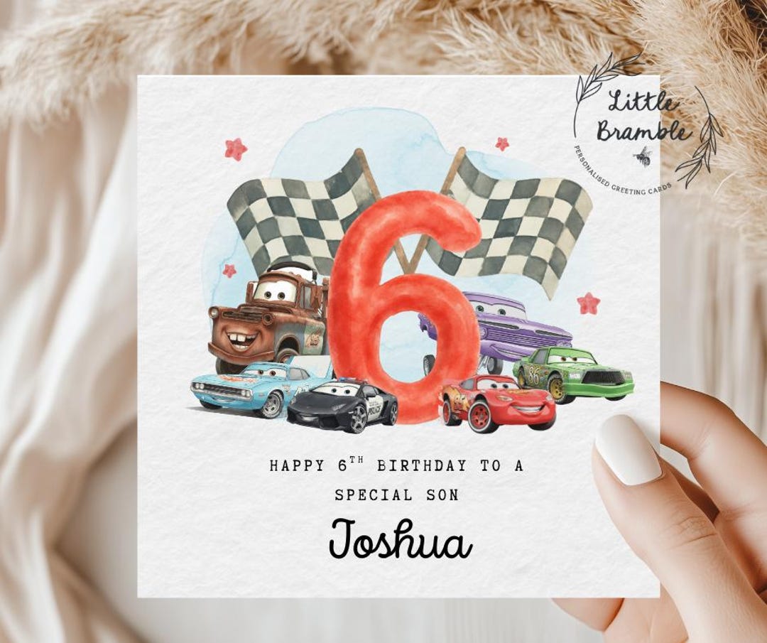 Racing Cars 6th Birthday Card, Card for 6 Year Old, Grandson- Son ...