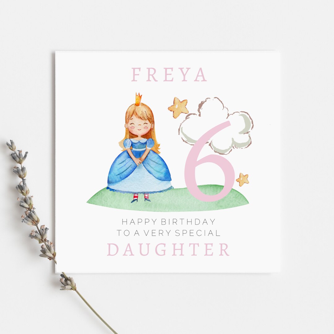 Personalised Princess 6th Birthday Card for Daughter - Etsy UK