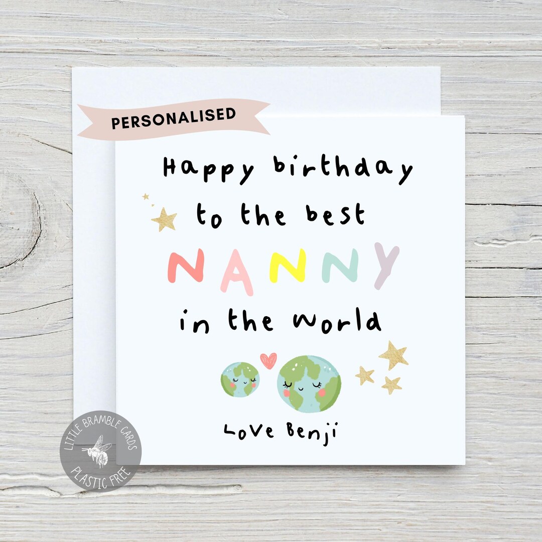 Nanny Birthday Card Personalised, Best Nanny in the World Card ...