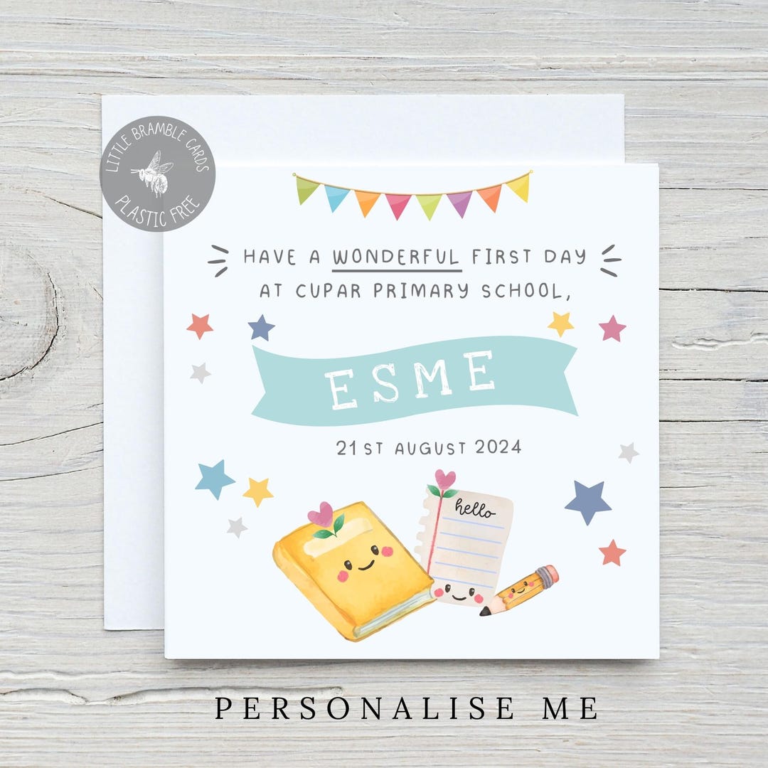 First Day of School Card, Personalised First Day Card, Back to School ...
