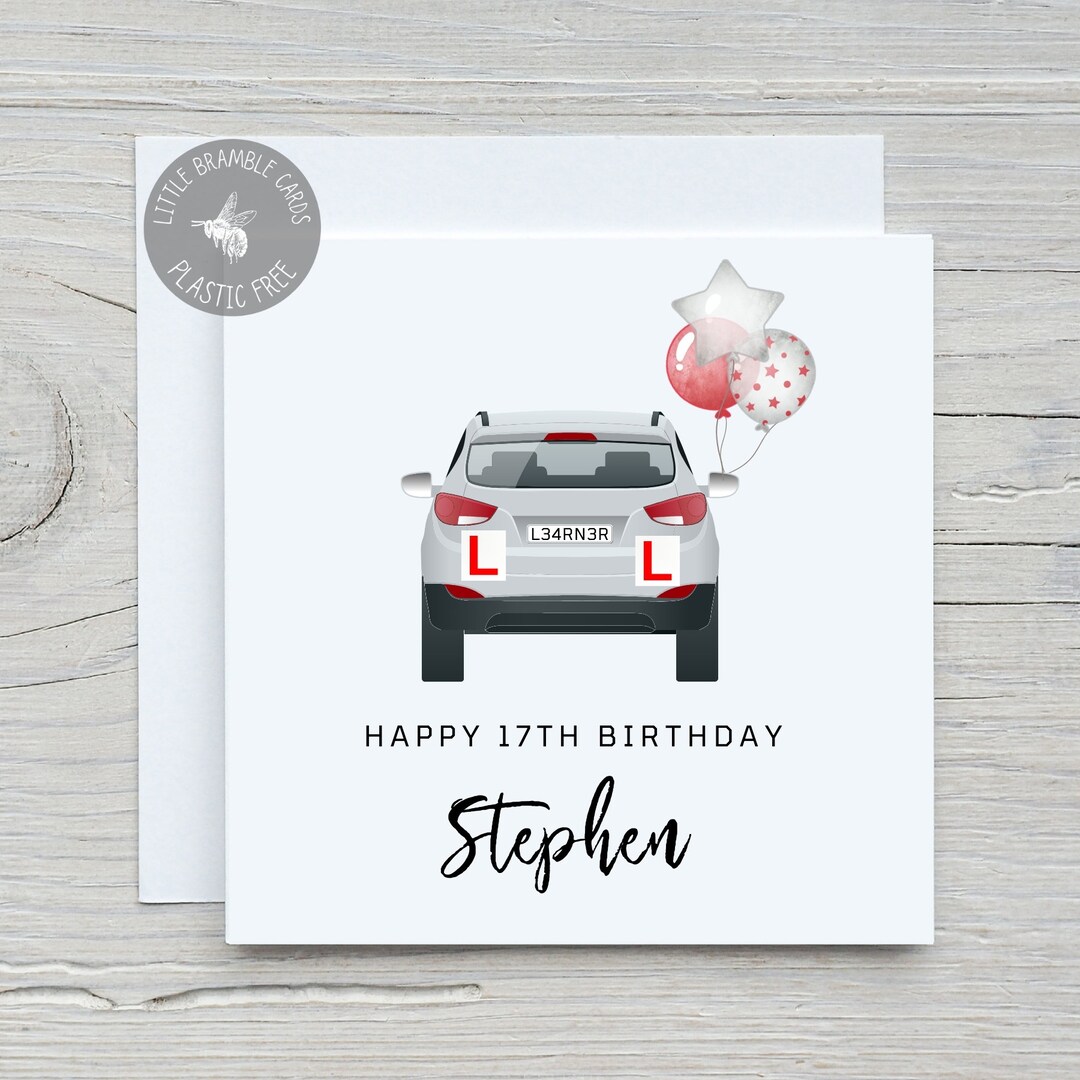 17th Birthday Card, Personalised Driving Lesson Card, Learner Driver ...