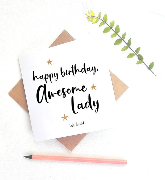 Awesome Lady Card Birthday Card for Her Card for Bestie | Etsy