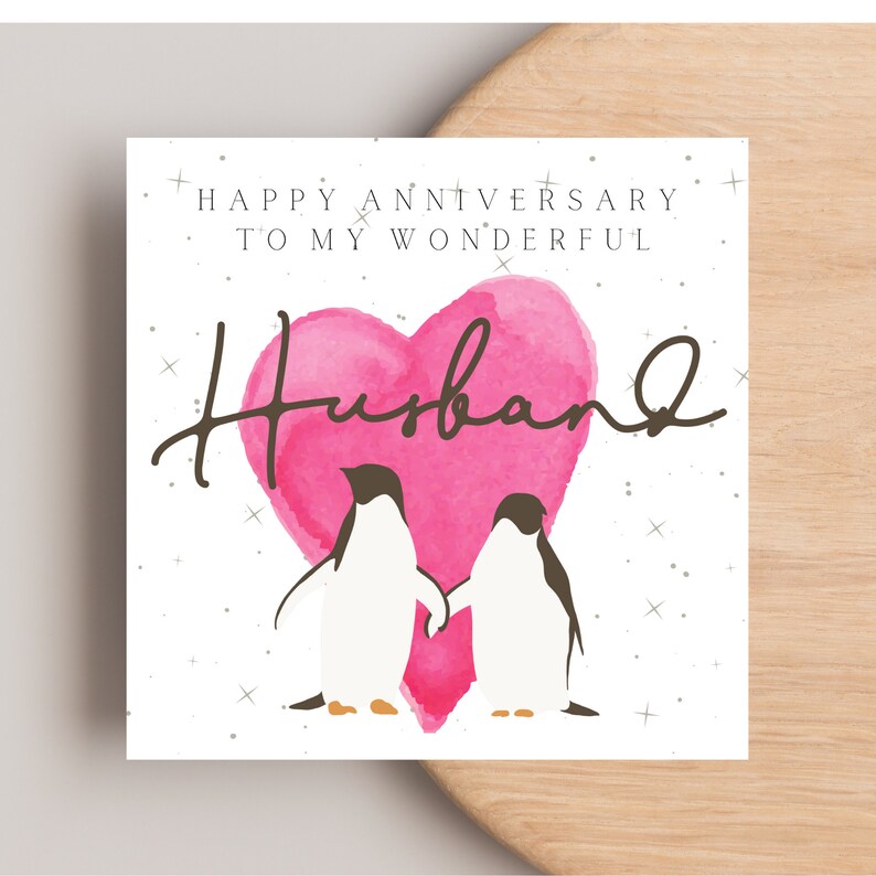 Penguin Anniversary Card for Husband Penguin Anniversary - Etsy UK