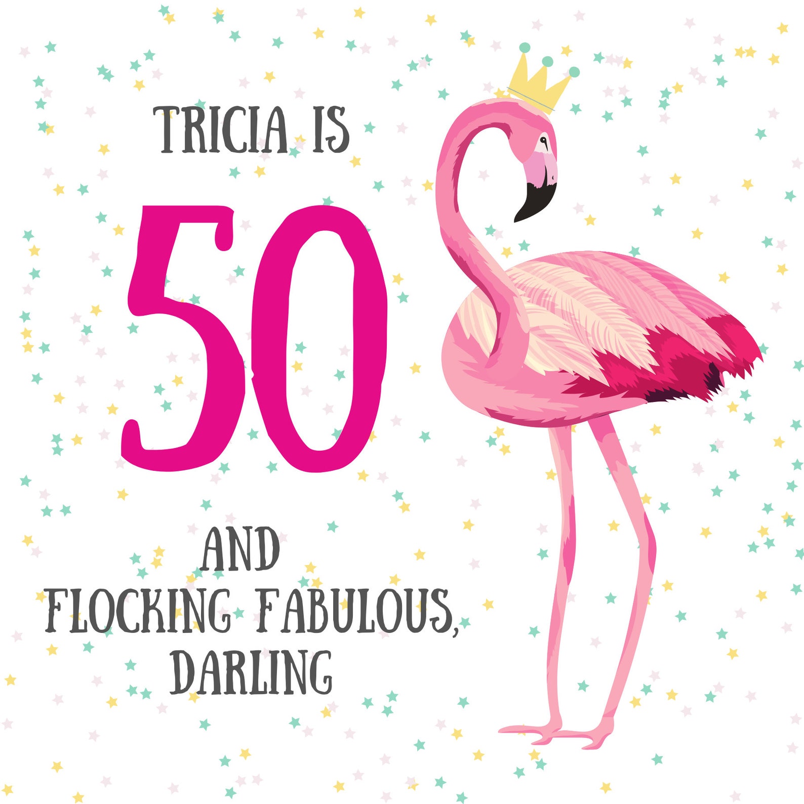 Personalised 50th Birthday Card Flamingo Birthday Card 50th | Etsy UK