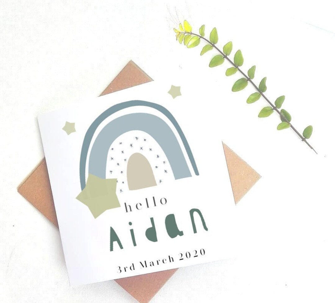Rainbow Baby Boy Card, Personalised Baby Boy Card, New Baby Card ...