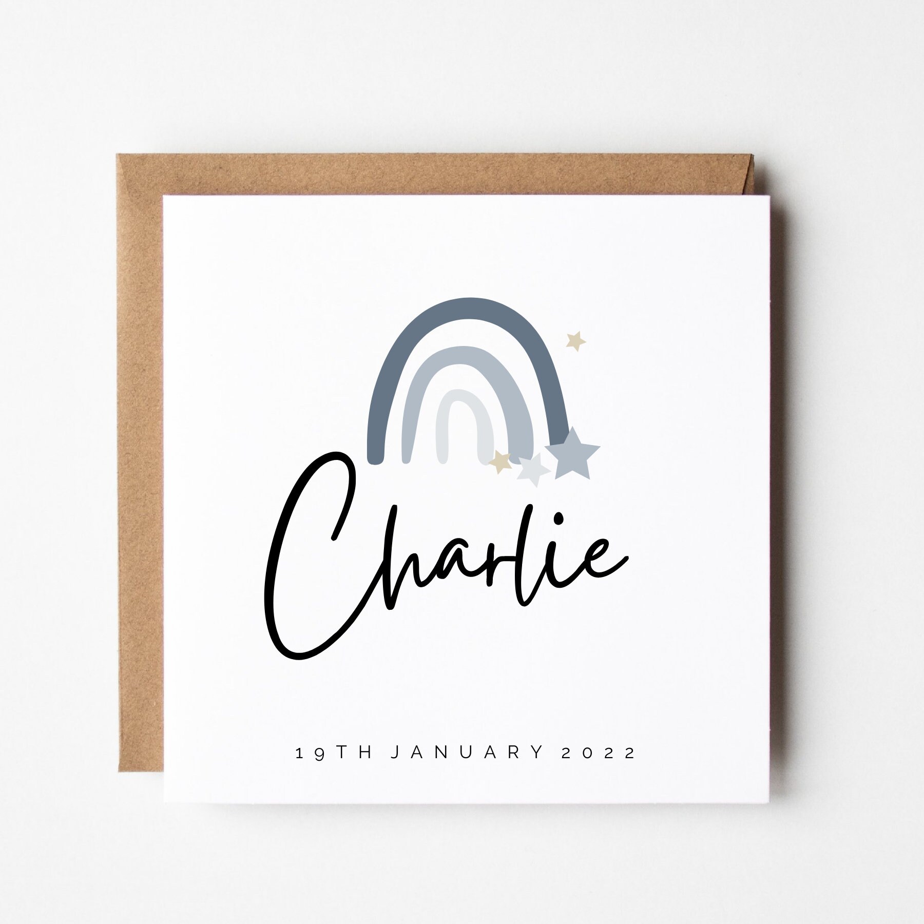 Rainbow Baby Boy Card Personalised Baby Card Boho Baby Card | Etsy