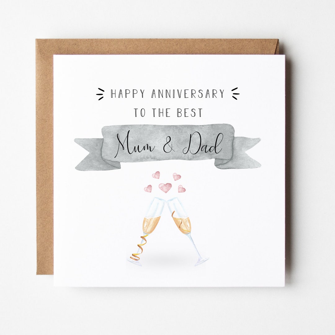 Parent Anniversary Card: Mum & Dad Wedding Anniversary - Etsy UK