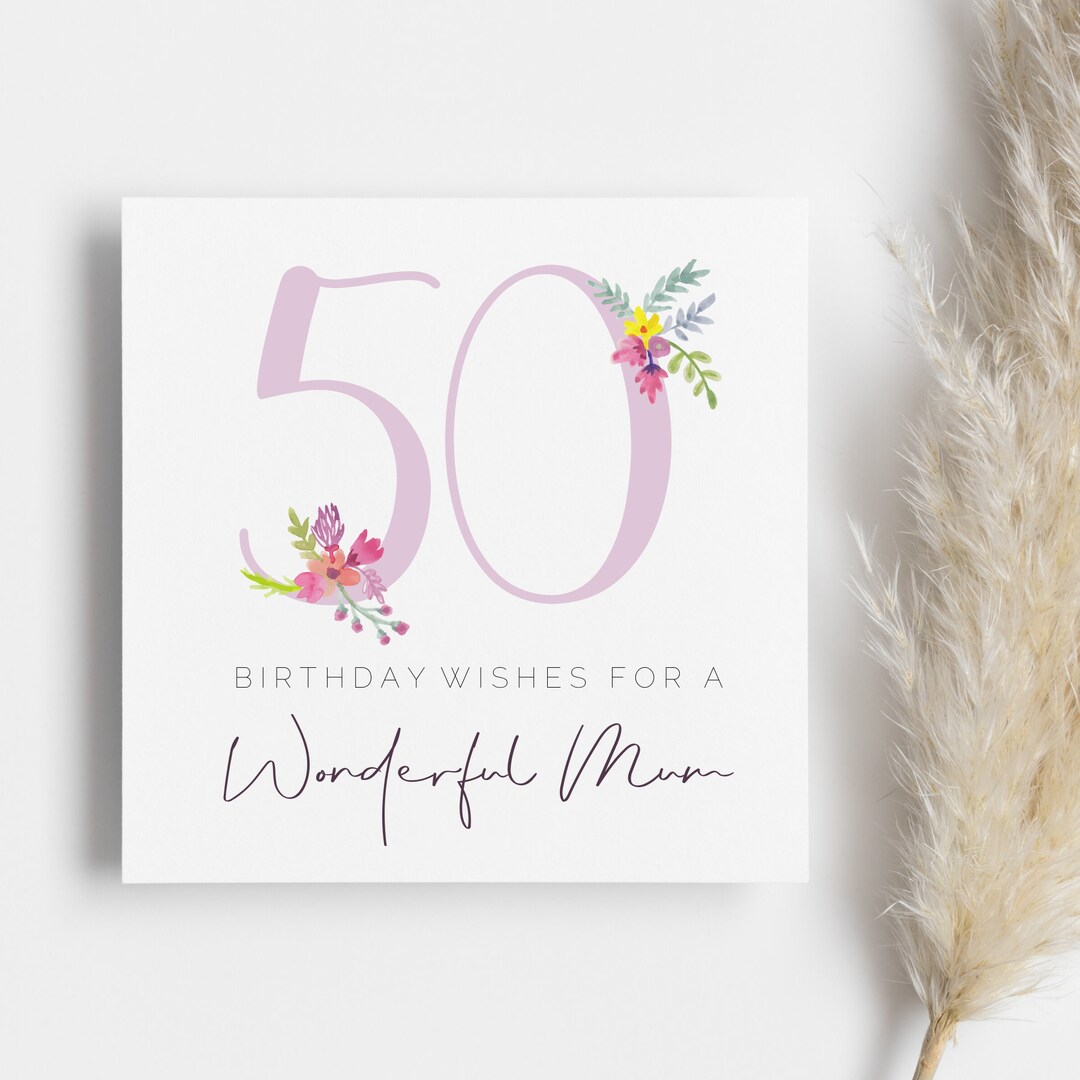 50th Birthday Card for Mum, 50th Card for Mum, Personalised 50th Card ...