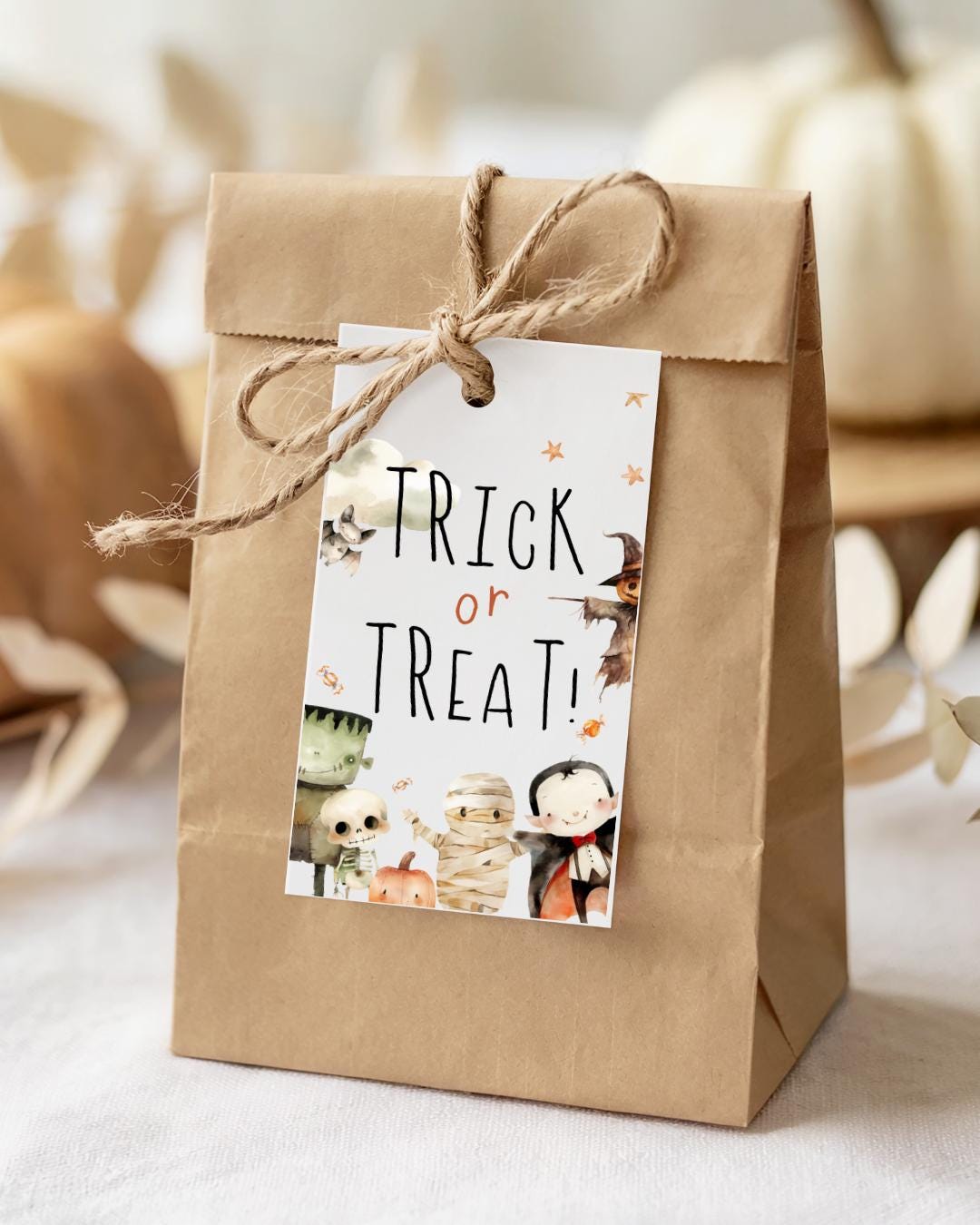 Printable Halloween Gift Tags, Instant Download, Trick or Treat Label ...