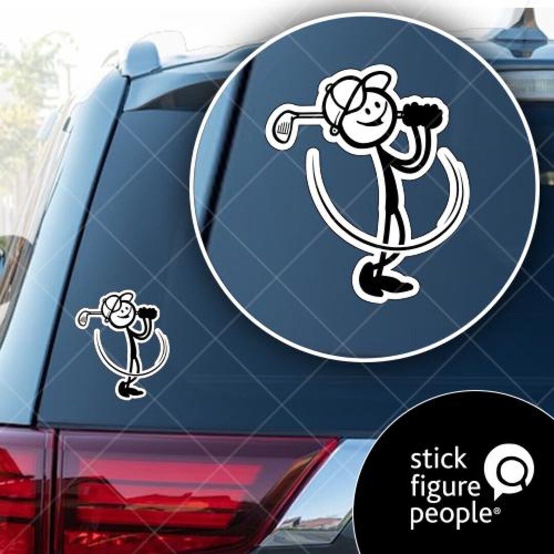 Golf - Golf Swing - Stick Figure - Adhesive Decal - Etsy