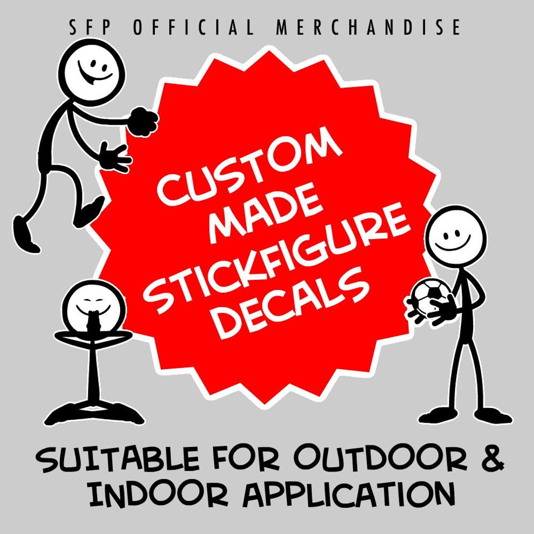 Custom Made Stick Figure Stickfigurepeople® Adhesive Decal Made to Your ...