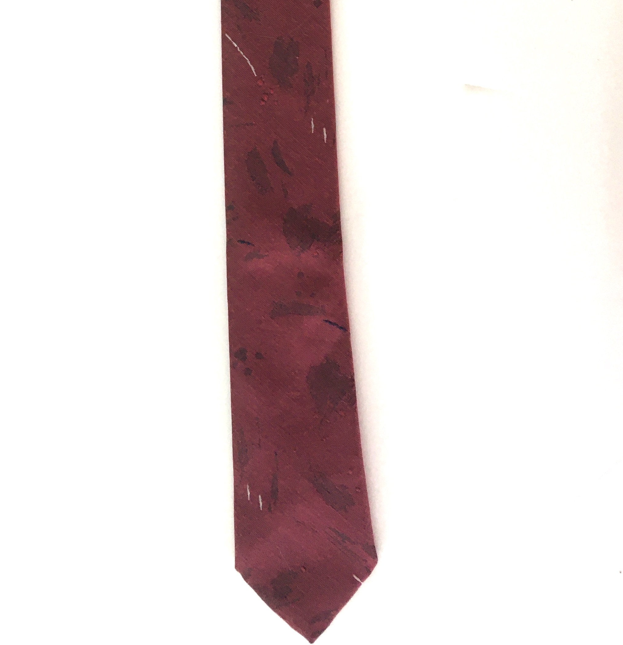 Vintage Dark Red Rockabilly Tie Skinny Tie Narrow Tie Thin - Etsy