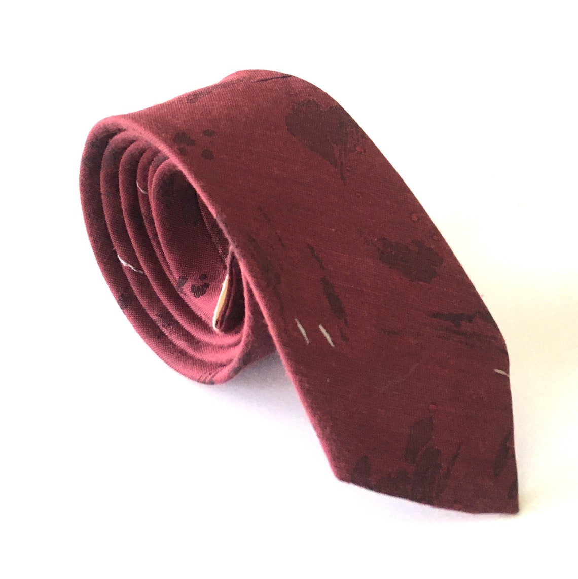 Vintage Dark Red Rockabilly Tie Skinny Tie Narrow Tie Thin - Etsy