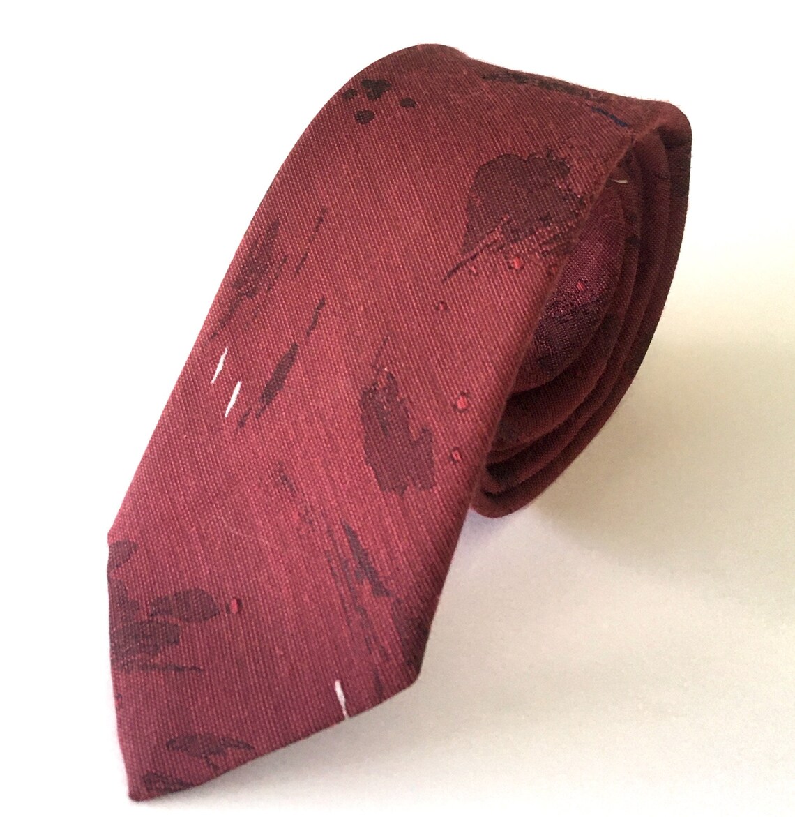 Vintage Dark Red Rockabilly Tie Skinny Tie Narrow Tie Thin - Etsy