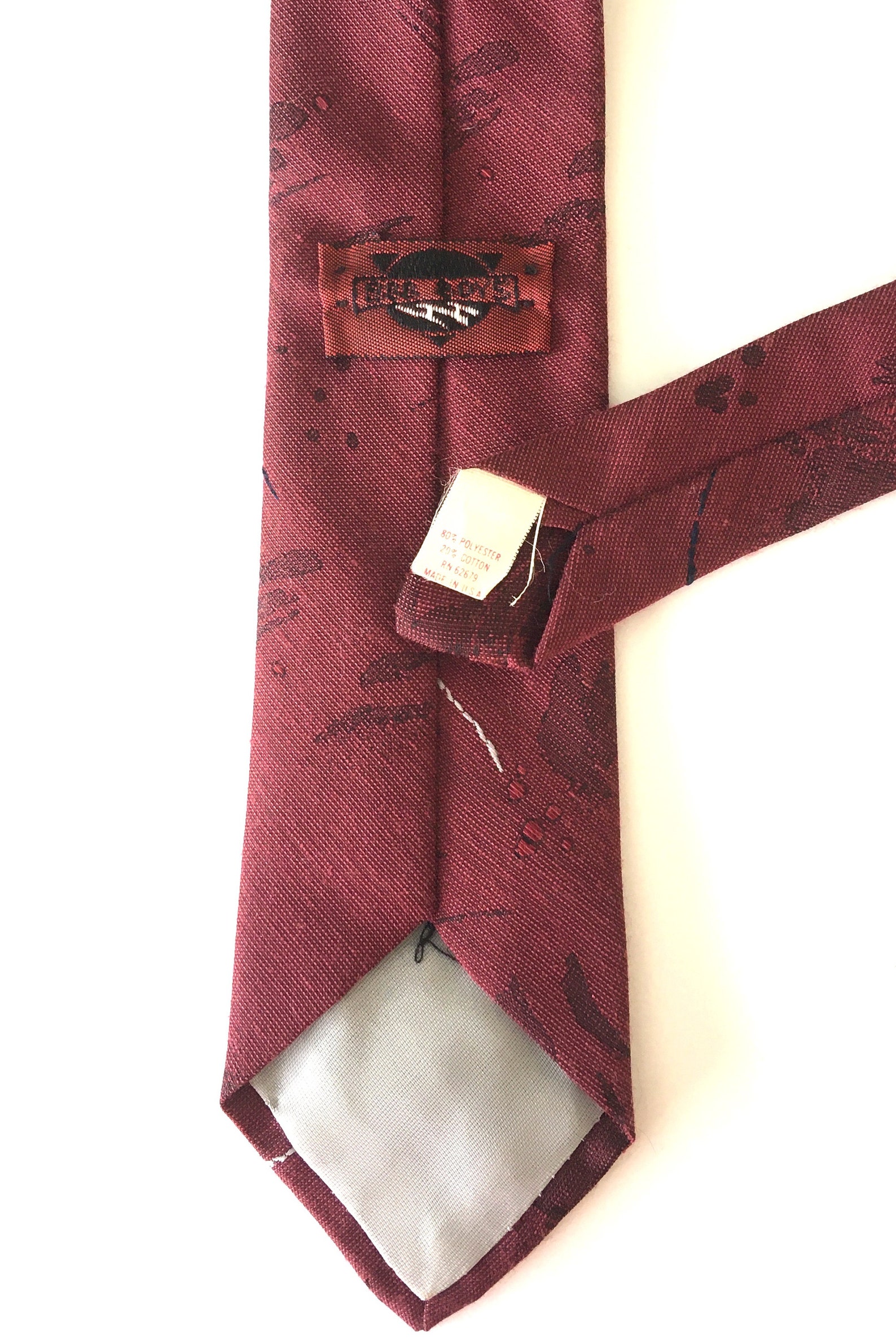 Vintage Dark Red Rockabilly Tie Skinny Tie Narrow Tie Thin - Etsy