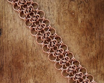 Knotted copper bracelet Cuff chainmail bracelet Lace sheet | Etsy