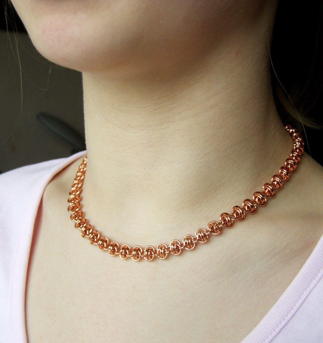 Handmade Copper Chainmail Necklace, Bold Chunky Barrel Chain - Etsy