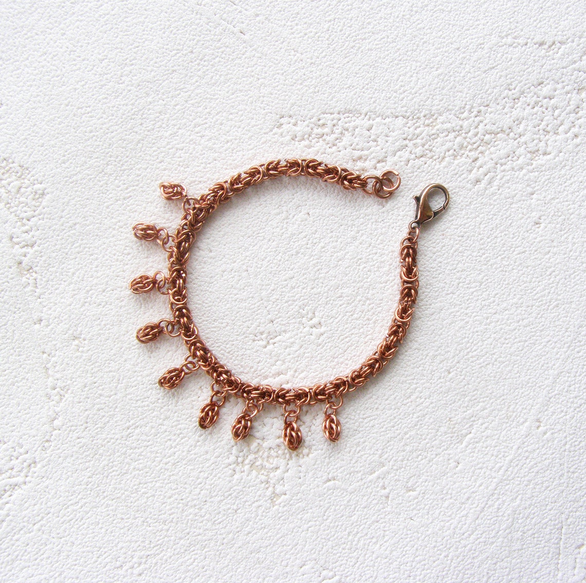 Pure copper chain bracelet Chainmail balls charm bracelet | Etsy