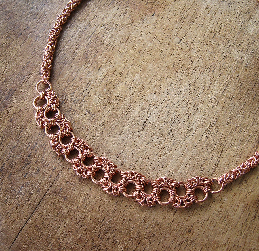 Handmade Copper Chainmail Necklace, Vintage Style Boho Jewelry Medieval ...